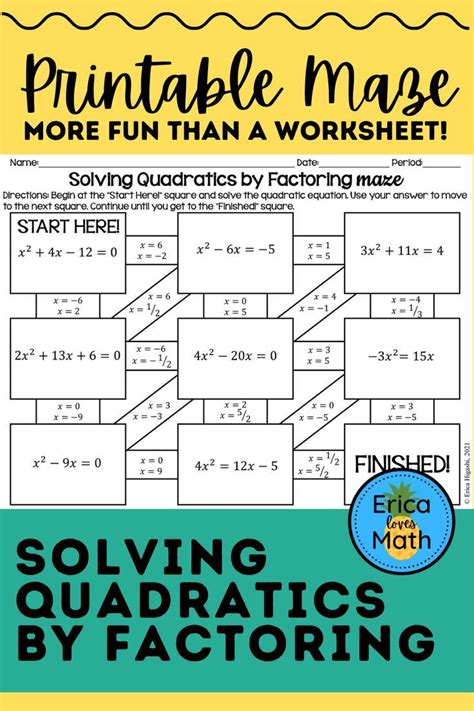 Solving Quadratic Equations By Factoring Activity Maze Rational Expressions Solving Quadratic