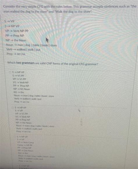 Solved Consider The Very Simple CFG With The Rules Below Chegg Com