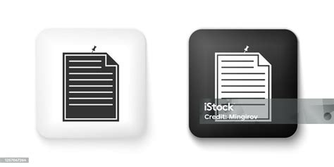 흰색 배경에 격리 된 고정 푸시 버튼 아이콘이있는 흑백 노트 용지 메모 종이 기호 정사각형 버튼입니다 벡터 0명에 대한 스톡 벡터 아트 및 기타 이미지 Istock