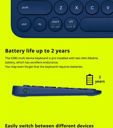 Logitech K Wireless Keyboard Multi Device Bluetooth Multi Color For Mac Computer Laptop Mini