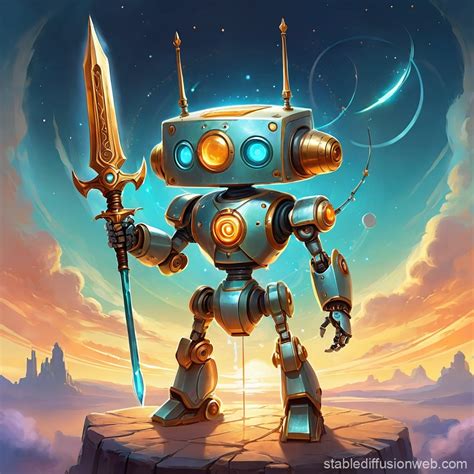 Create A Square Robot With Swordarms An Antenna Shaped As A Hammer