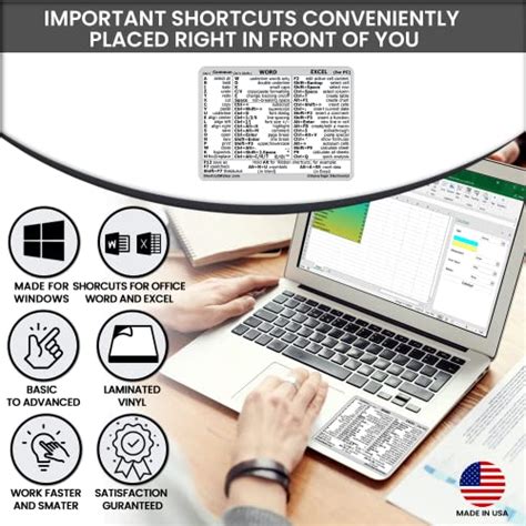 Synerlogic Word Excel For Windows Pc Reference Guide Shortcuts Sticker Laminated No Residue
