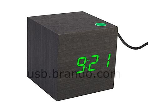 Usb Wooden Cube Alarm Clock