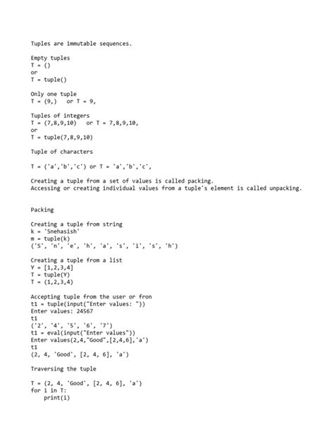 Understanding Python Tuples Basics Pdf