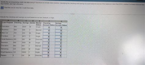 Solved Modify The Accompanying Credit Risk Data Solutioninn