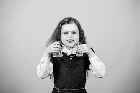 Girl School Nerd Scientific Experiment Chemical Analysis School Education Chemistry And