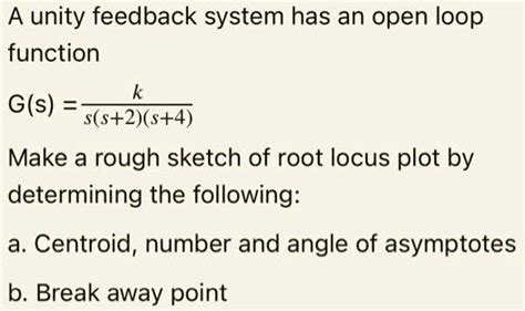 A Unity Feedback System Has An Open Loop Function Gs Kss2s