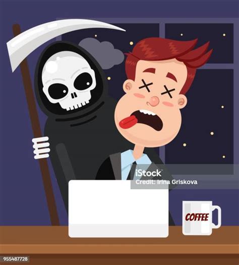 피곤된 슬픈 불행과 사무실 작업자 관리자 문자 직장에 죽 었 다 하드 종이 작업 직원 문제 개념입니다 벡터 평면 만화 절연 디자인 그래픽 일러스트 레이 션 공포 무서움에