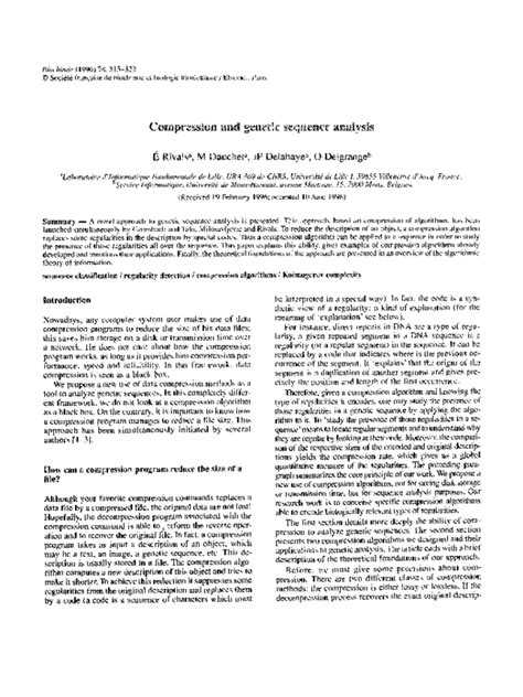 Pdf Compression And Genetic Sequences Analysis