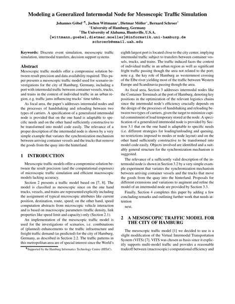 Pdf Modeling A Generalized Intermodal Node For Mesoscopic Traffic Simulation