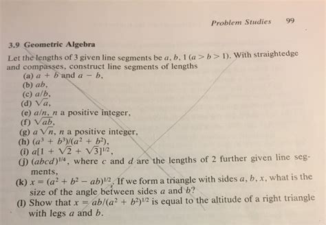 Solved Let The Lengths Of 3 Given Line Segments Be A B 1a