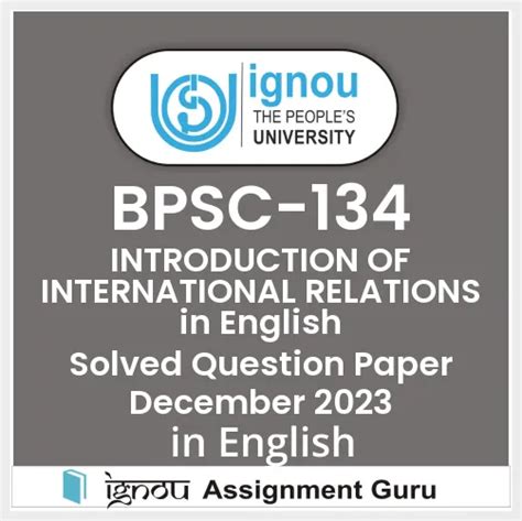Bpsc 134 Introduction Of International Relations In English Solved