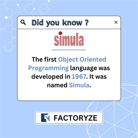 Factoryze Did You Know The First Object Oriented