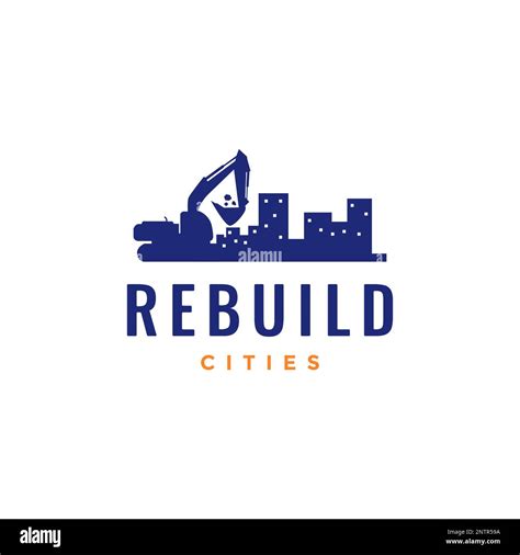 Excavator Rebuilding Construction City Apartment Logo Design Vector Icon Stock Vector Image