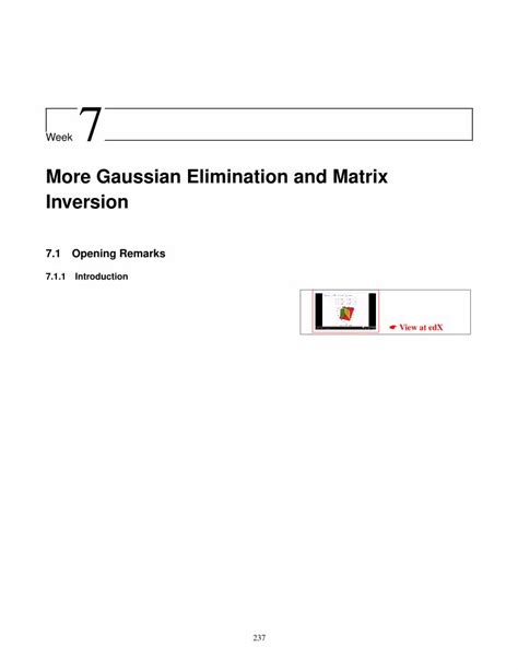 Pdf More Gaussian Elimination And Matrix Inversion · Week 7 More Gaussian Elimination And