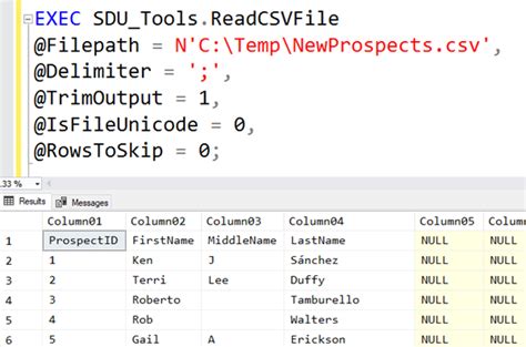 Sdu Tools Read Csv File In T Sql The Bit Bucket