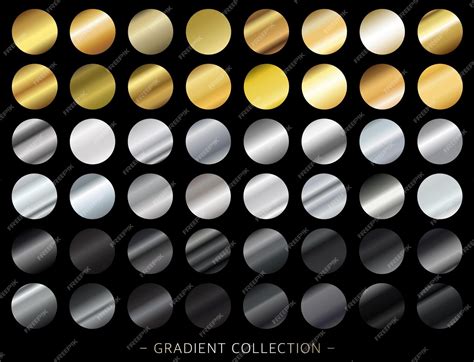 Premium Vector Golden Gradient Silver And Black Gradients Collection