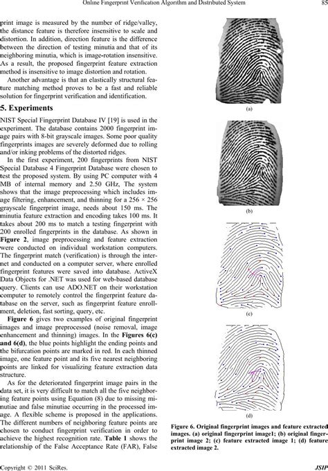 Online Fingerprint Verification Algorithm And Distributed System