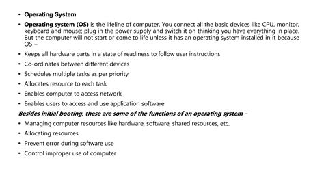 Computer Chapter 1 Notes 1pptx Operating Systems Computer