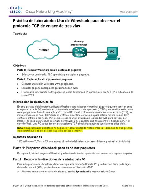 7218 Lab Using Wireshark To Observe The Tcp 3 Way Handshake Solucion Pdf Protocolo De