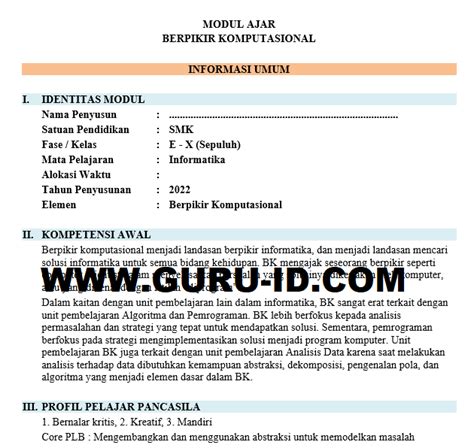 Modul Informatika Smk Kelas 10 Kurikulum Merdeka Revisi Terbaru Cp 033