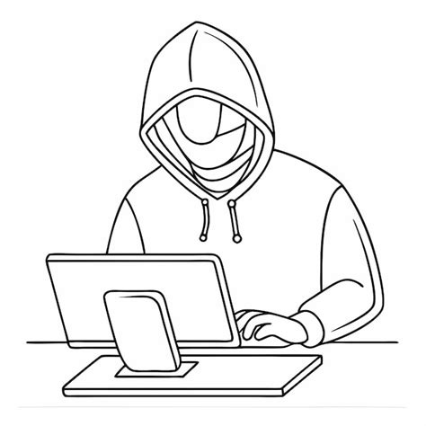 Premium Vector Single Line Drawing Of A Computer Hacker Stereotype In A Line Art Vector