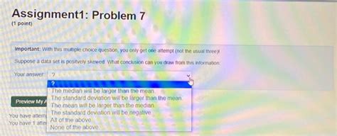 Solved Assignment1 Problem 7 1 Point Important With This