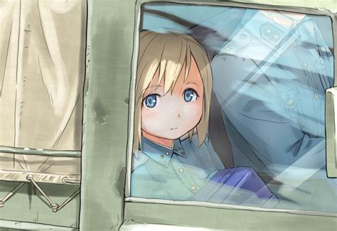 Safebooru 1girl Bag Blonde Hair Blue Eyes Commentary Request Driving