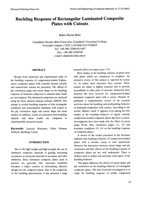 Pdf Buckling Response Of Rectangular Laminated Composite Plates With