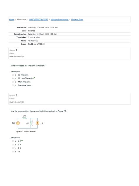 Midterm Lec Exam Ee6100a Pdf Electrical Network Series And