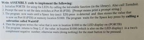 Solved Write Assembly Code To Implement The Following