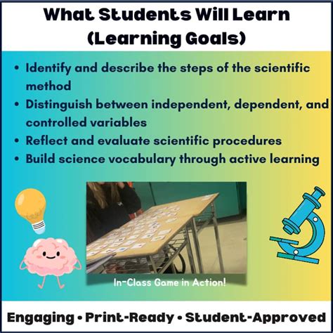 Scientific Method Game Exit Ticket Science Grades 710 Snc1w