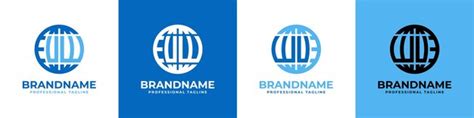 Premium Vector Letter Uw And Wu Globe Logo Set Suitable For Any