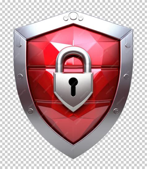 투명한 배경에 격리된 3d 스타일의 디지털 보안을 묘사하는 자물쇠가 있는 방패 프리미엄 Psd 파일