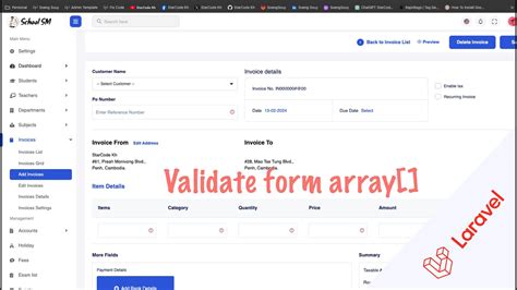 Validate Form Invoice Add Laravel School System Youtube