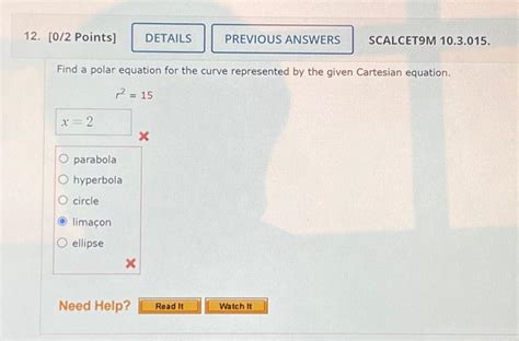 Solved Find A Polar Equation For The Curve Represented By