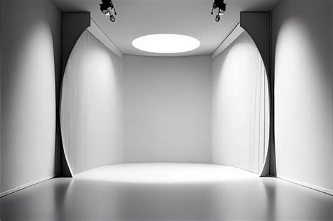 Illustrator Generative Ai에서 스포트라이트를 받는 흰색 스튜디오 룸 배경 프리미엄 사진