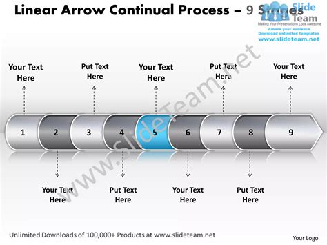Business Power Point Templates Linear Arrow Continual Process 9 Phase