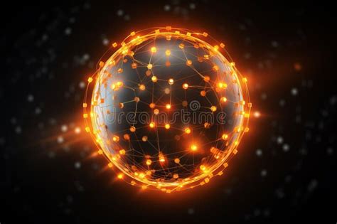 Futuristic Technology Abstract Ball With Glowing Orange Lines Stock Illustration Illustration