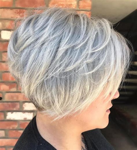 Short Layered Gray Hairstyle Short Hair With Layers Short Layered Haircuts Short Stacked Hair