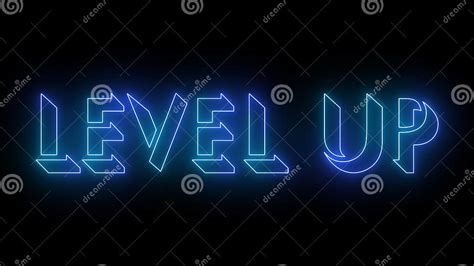level up neon glowing text illustration neon colored level up text