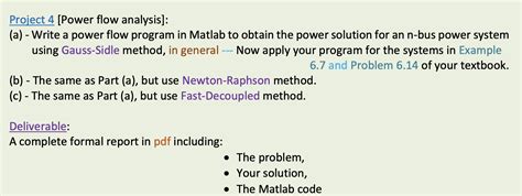solved project 4 [power flow analysis] a write a power