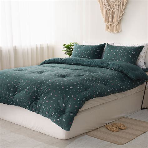 포근한 미니멀 플라워 순면 차렵이불세트 1681108380 그래이불