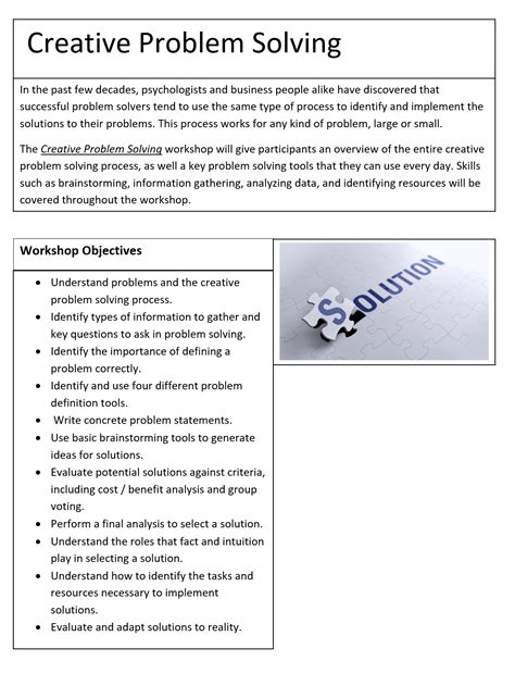 Creative Problem Solving The Career Campus