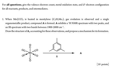 Solved For All Questions Give The Valence Electron Count