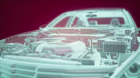 엔진 및 수달 기술 부품이 있는 3d 와이어프레임 자동차 모델의 홀로그램 애니메이션 엔진이 있는 3d 와이어프레임 자동차 모델의