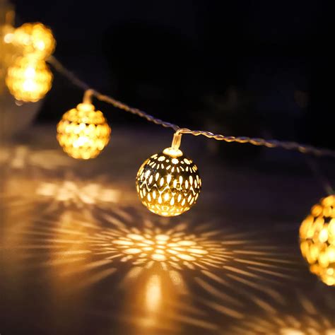 Moroccan String Lights Gold Plug In 20 Led Globe String Lights For
