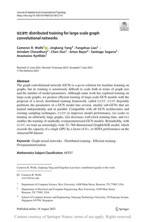pdf gist distributed training for large scale graph convolutional networks