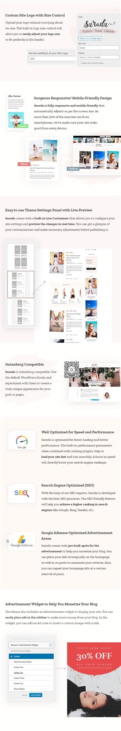 Sarada Best Fashion Lifestyle And Travel Wordpress Theme