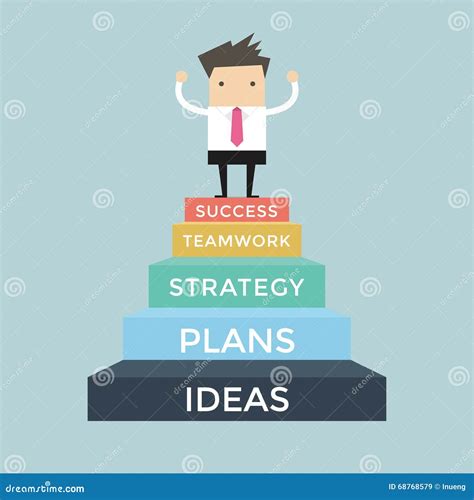 Бизнесмен идя до успех шаг 5 для успеха Иллюстрация вектора иллюстрации насчитывающей
